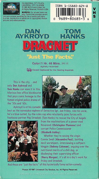 VHS - Dragnet (1987) *Tom Hanks / Dan Aykroyd / Alexandra Paul / Comedy ...