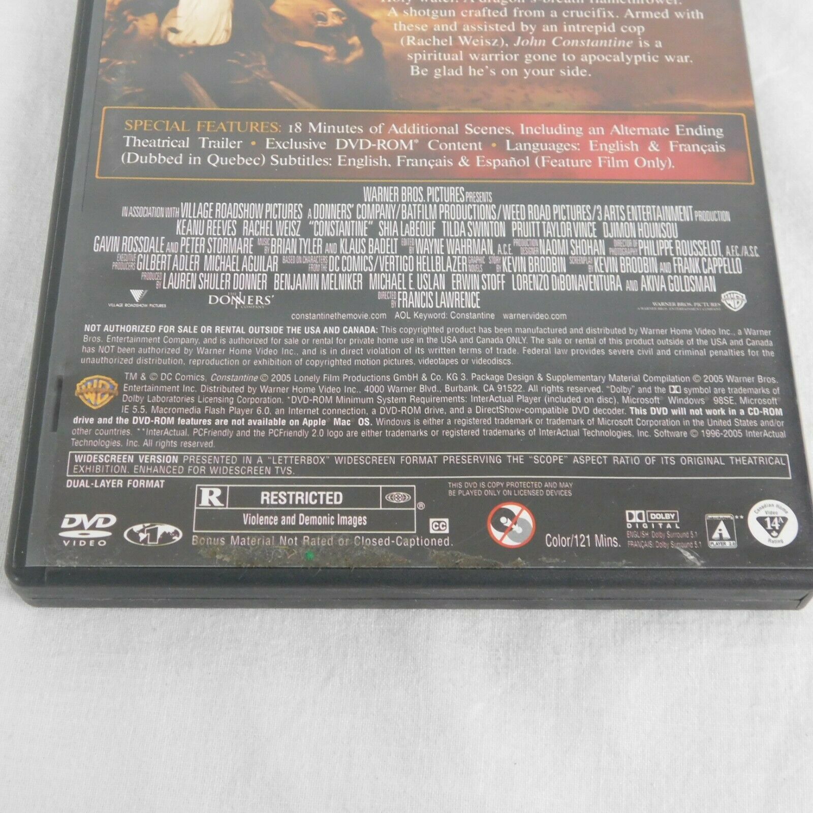 Constantine DVD 2005 Warner Bros Rated R and 50 similar items