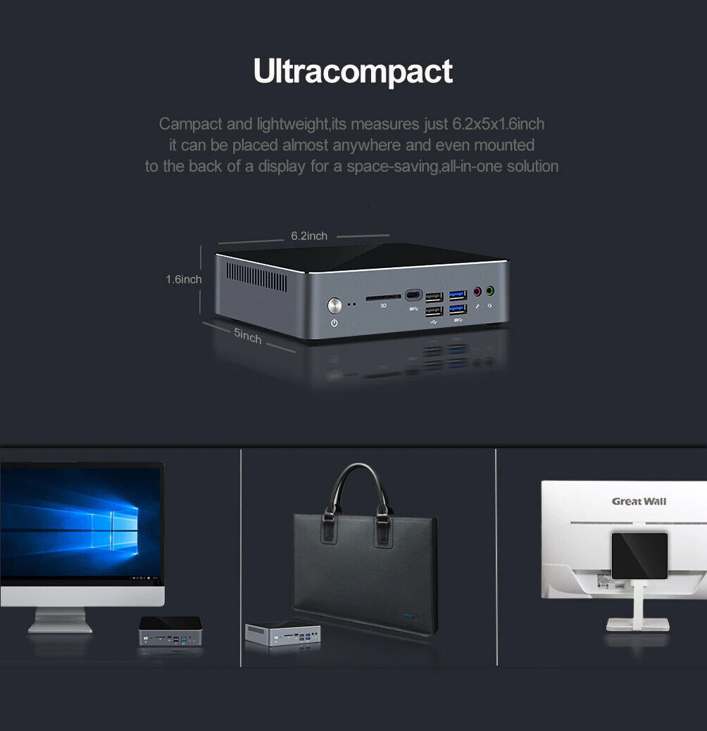 mini pc i7 10510U i5 10210U Nvme SSD Windows 10 gaming desktop computer ...