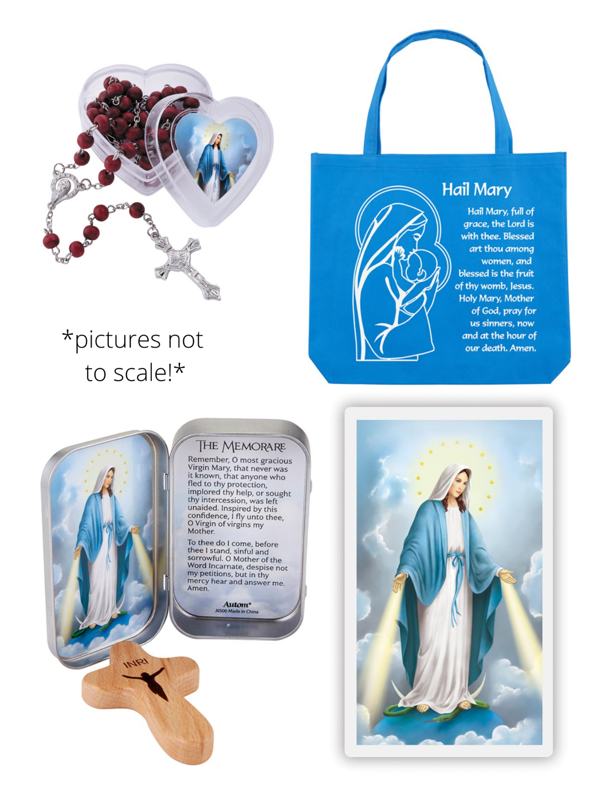 Marian Gift Set for Bible Study- Tote, Rosary, Prayer Cross in Box ...