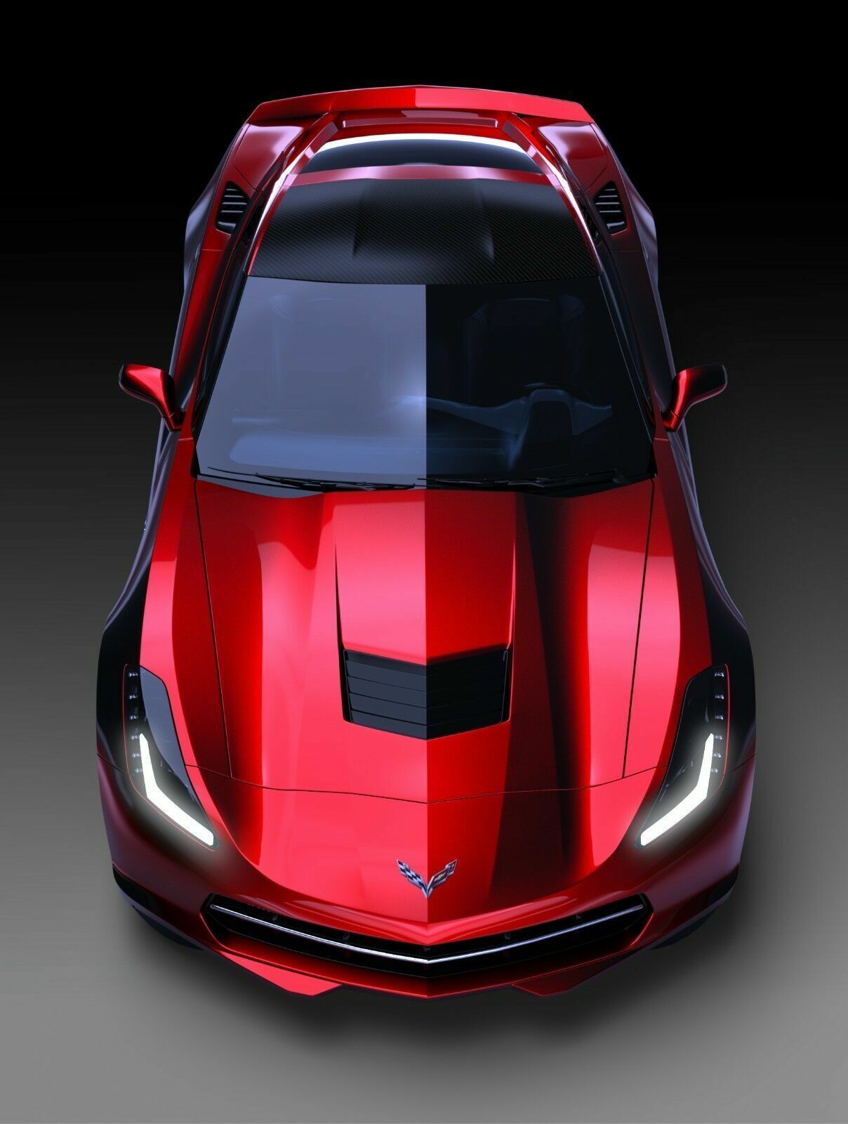 2014 Chevy Corvette C7 (top view) Poster 24x36 inch | wall decor ...