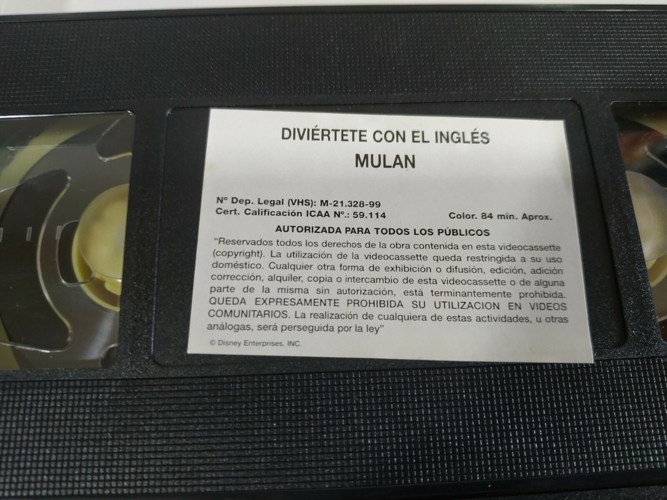 Mulan Walt Disney - VHS English Tape Tape with Subtitles - 3T- show ...