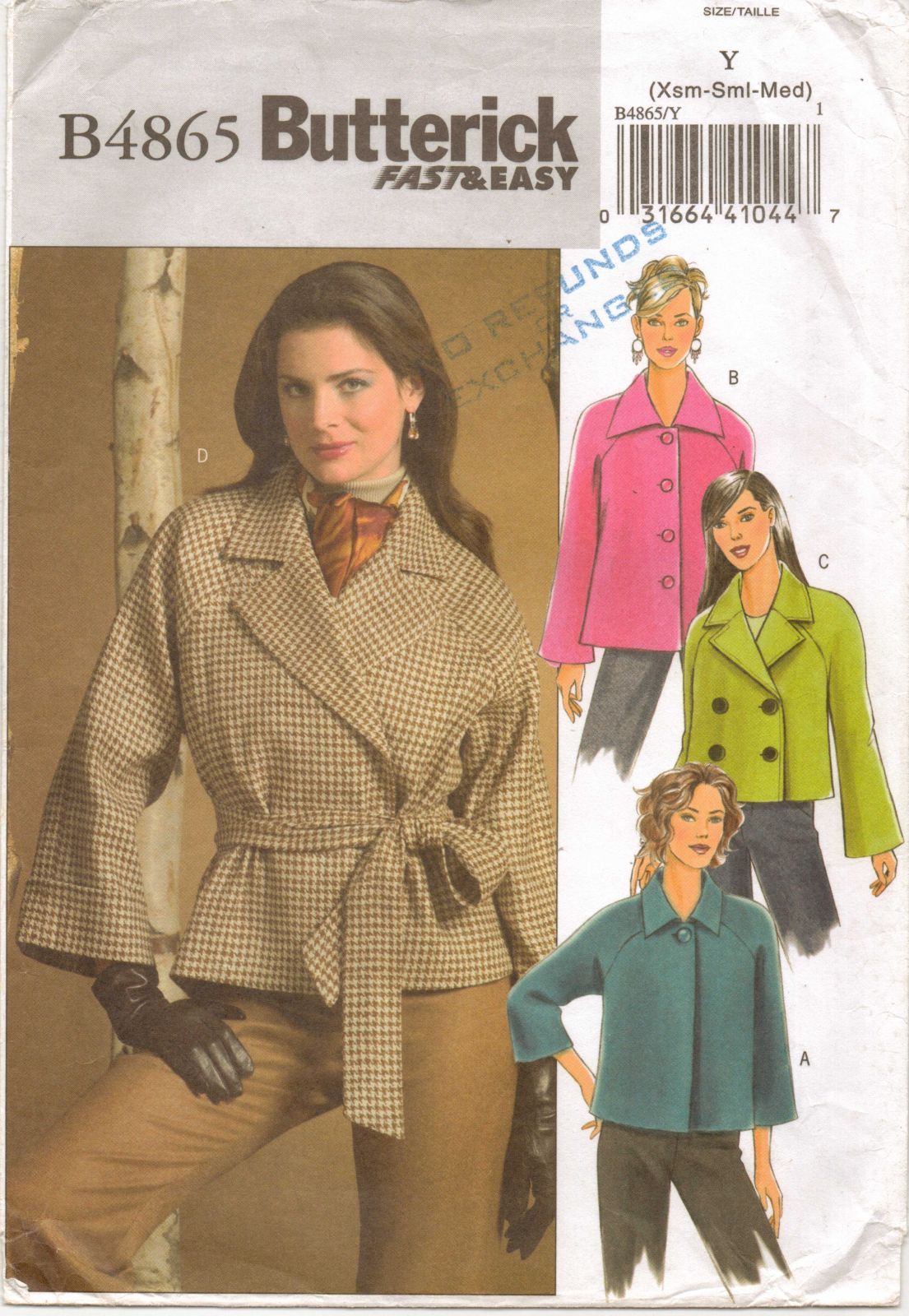 Misses Easy Fall 4 Styles Fleece Wool Raglan Sleeve Jacket Sew Pattern ...