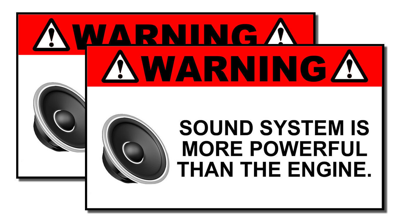 x2 Funny Sound System Warning Sticker Set Vinyl Decal Sub woofer JDM ...