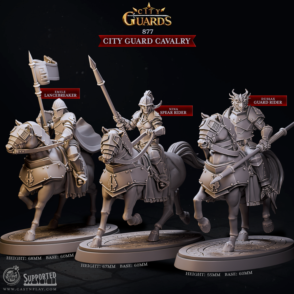 3D Printed Cast n Play City Guard Cavalry City Guards Set 28mm 32mm D&D ...
