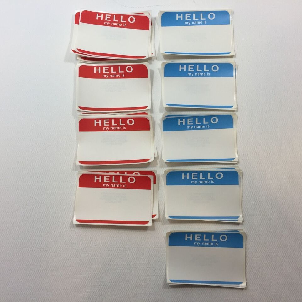 Instant Stik 82 Name Badge Stickers Red Blue Meeting Office Kids Hello ...