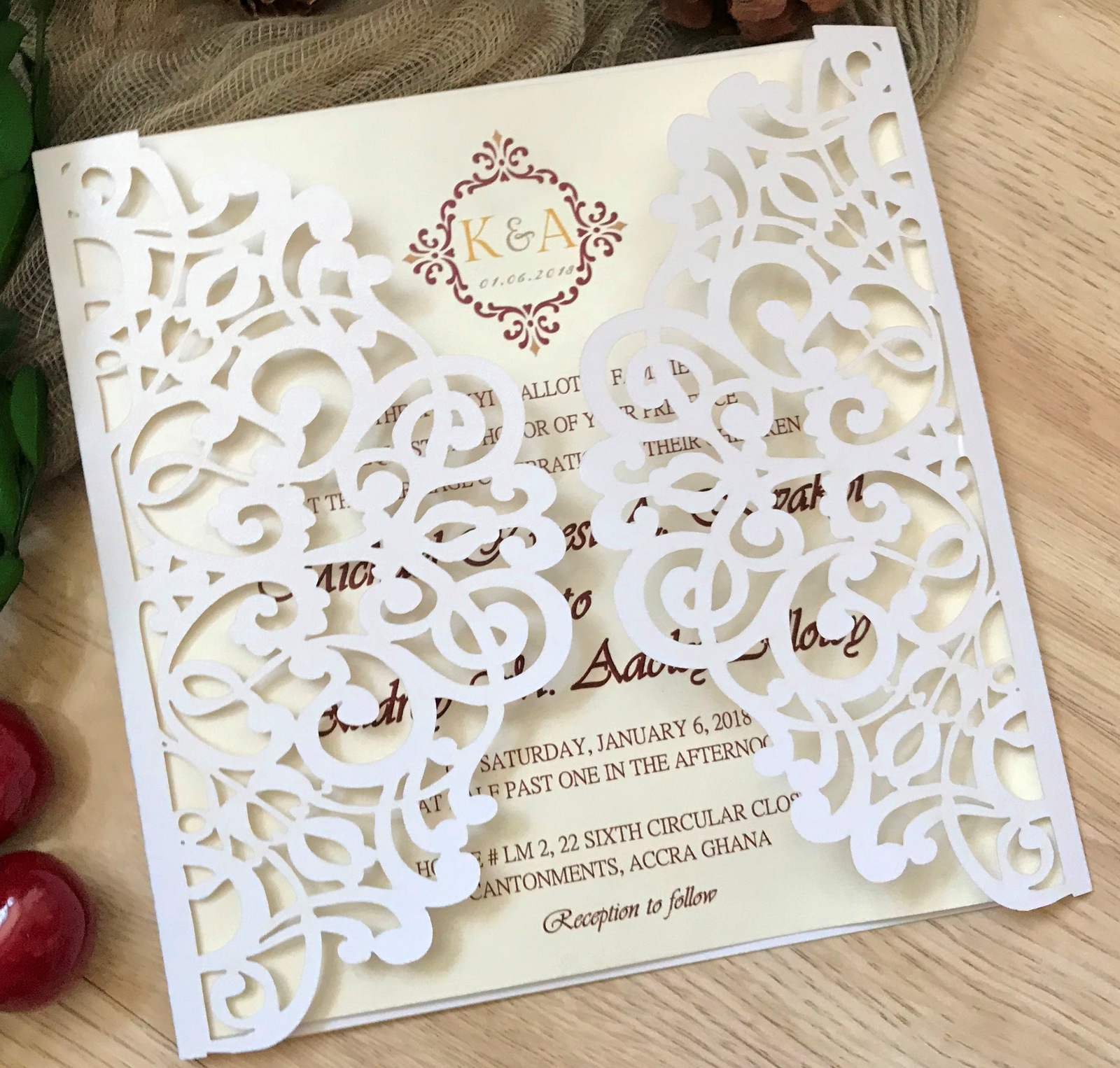 Custom pearl white laser cut invitation cards,50pcs laser Cut Wedding ...