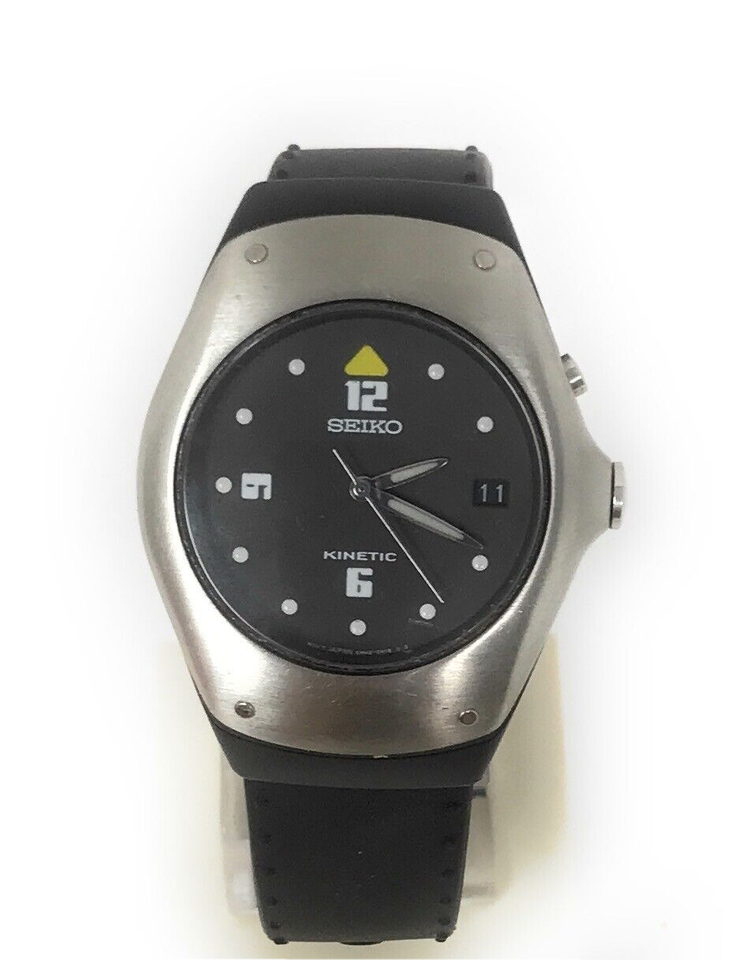 Seiko Kinetic Watch 5M42-0E49, New Band, Works Model SKH301 - Wristwatches