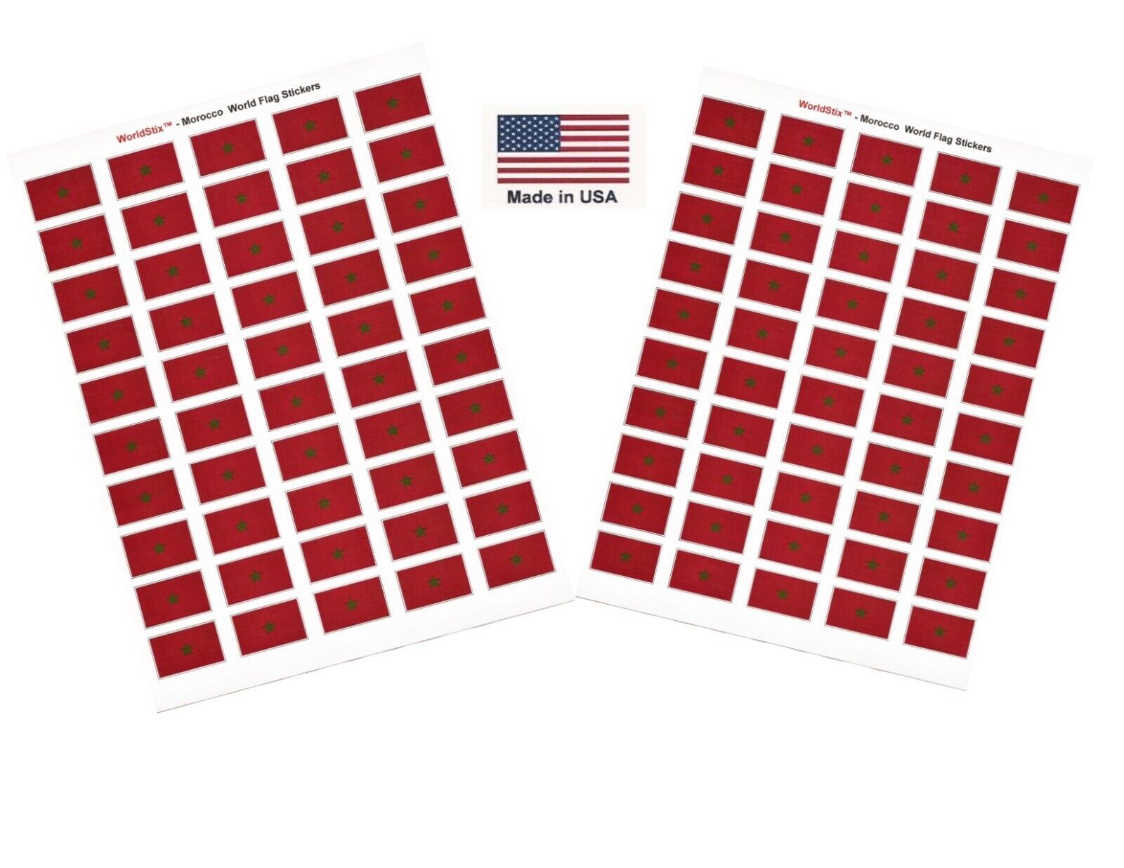 100 Morocco Flag Stickers; 1.5" x 1" Self Adhesive Flag Scrapbook ...