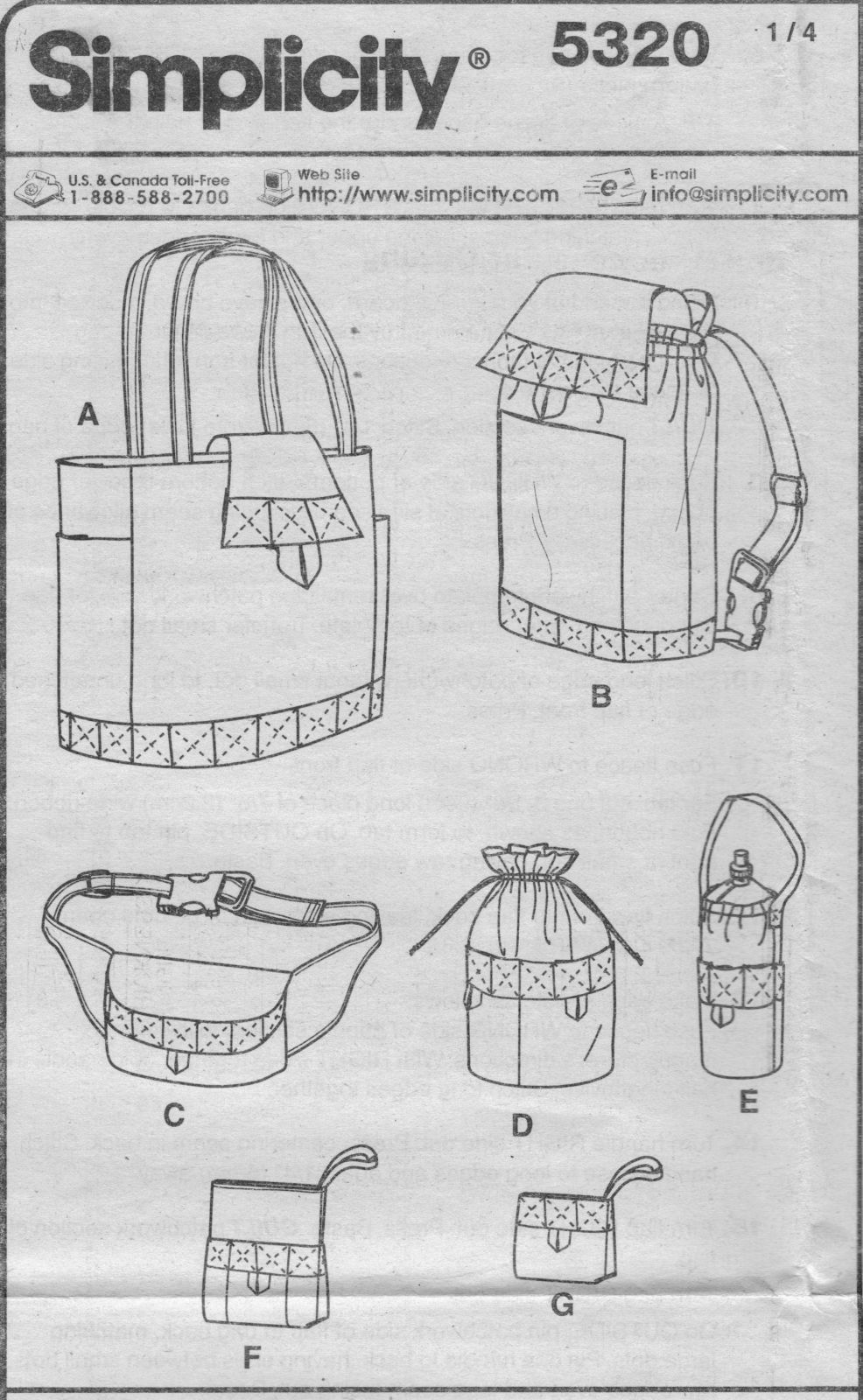 Tote Ditty Bag Backpack Fanny Pack Purses Bottle Holder Fat Quarters ...