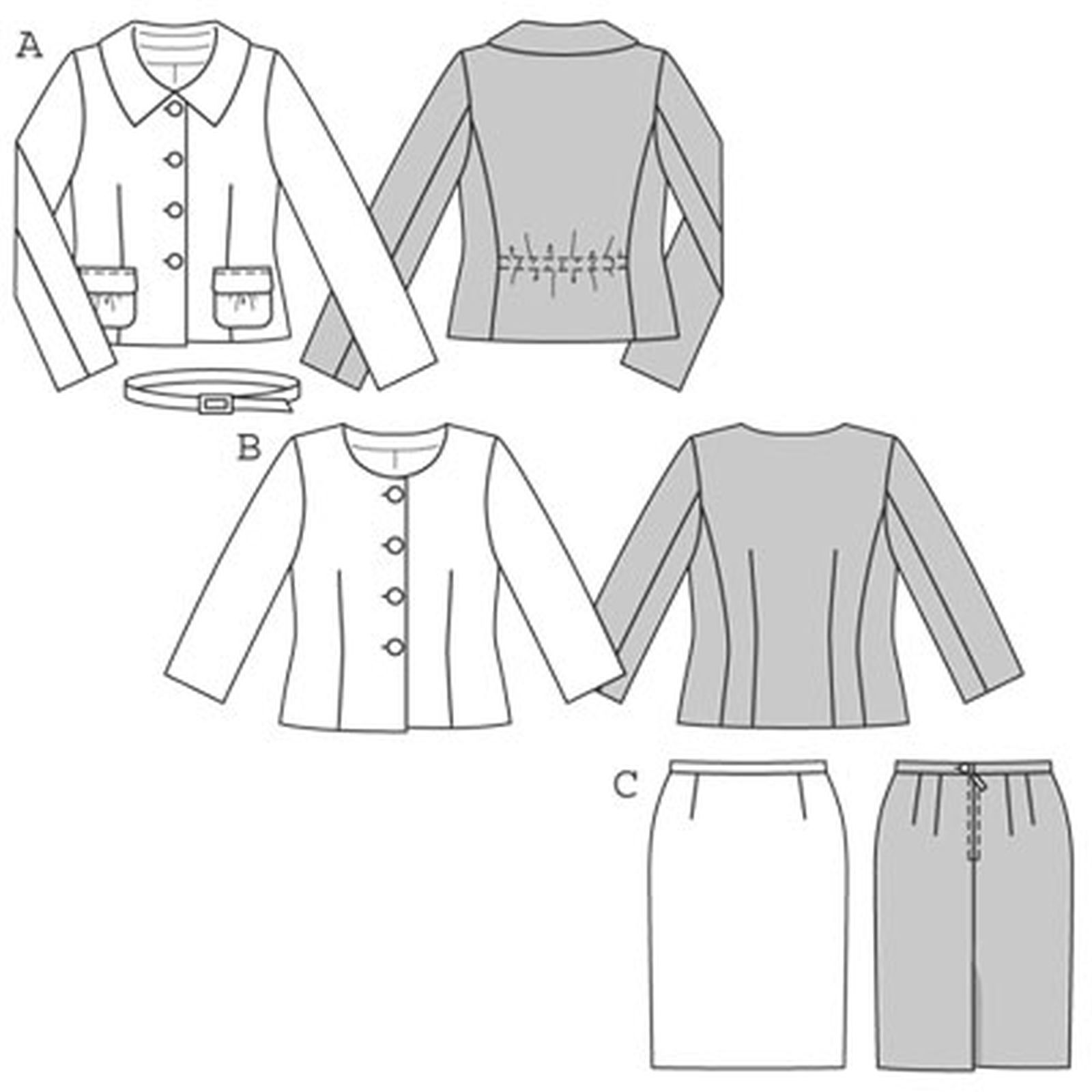 Misses Career Work Office Business Semi Fit Suit Jacket Skirt Sew ...