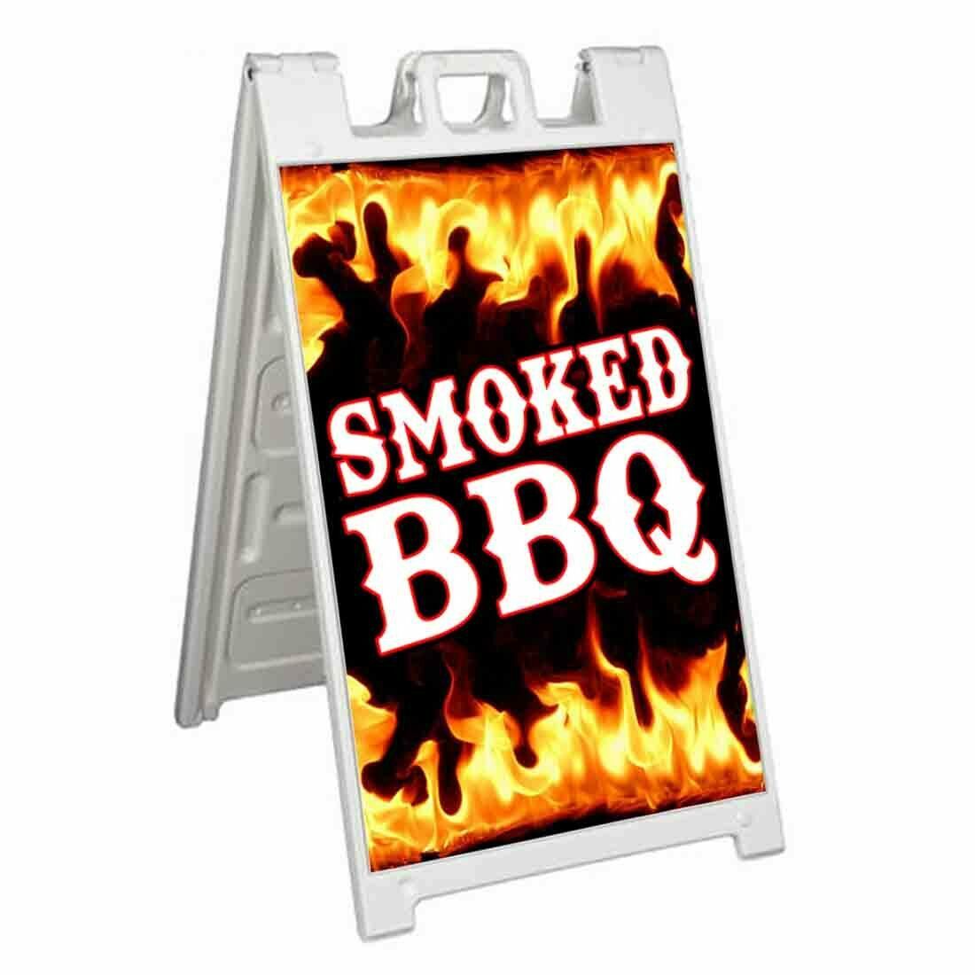 SMOKED BBQ Signicade 24x36 Aframe Sidewalk Sign Banner Decal BARBEQUE ...
