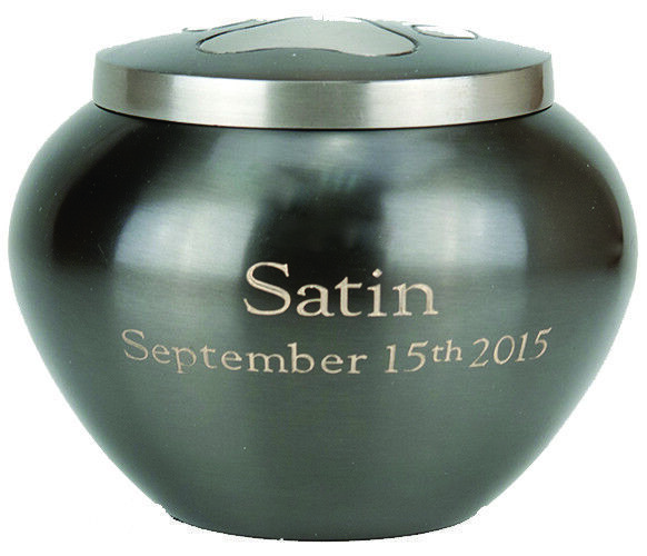 Engraved 80 Cubic Inches Nickel/Gray Brass Pawprint Pet Jar Urn ...