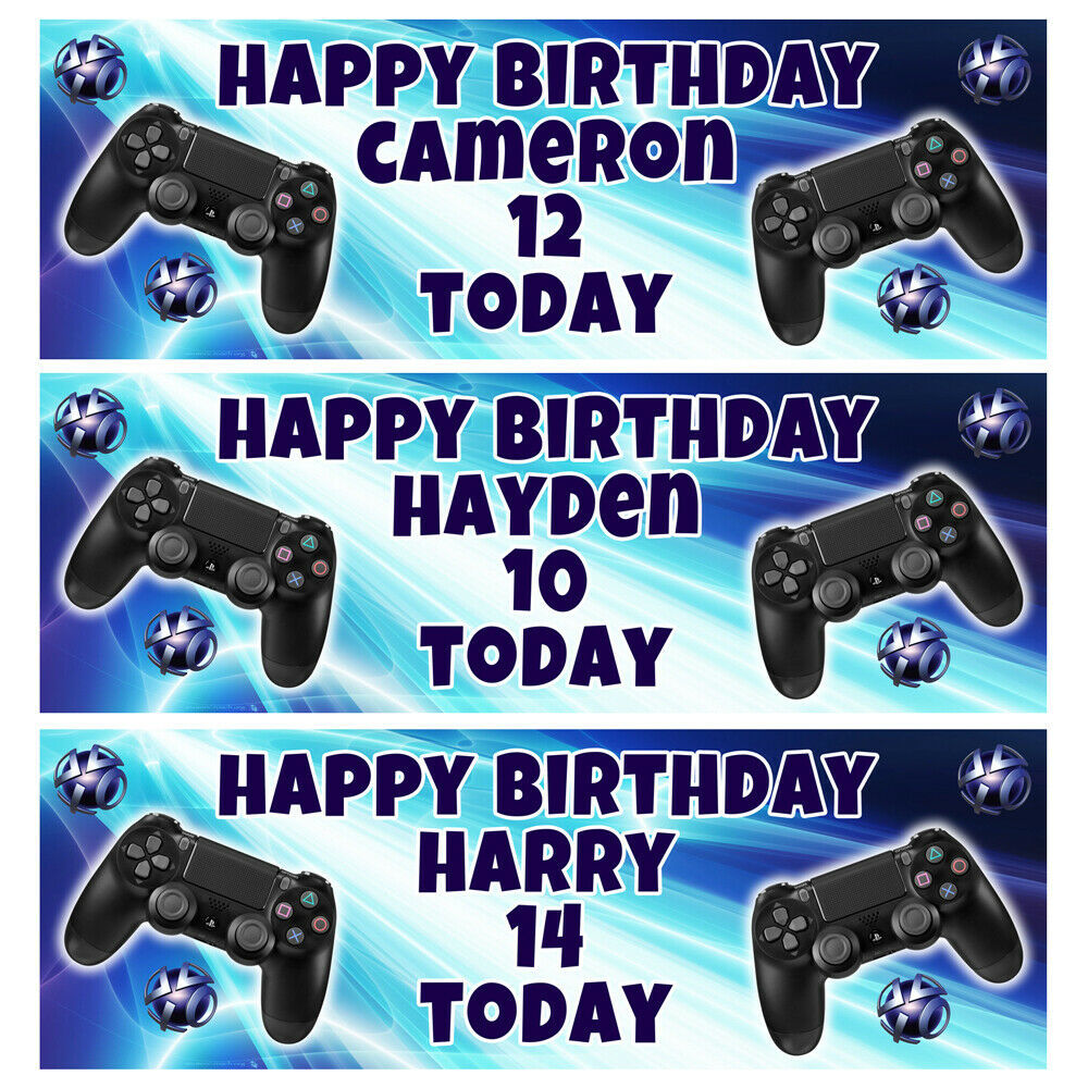 PLAYSTATION Personalised Birthday Banner - Playstation Birthday Party ...