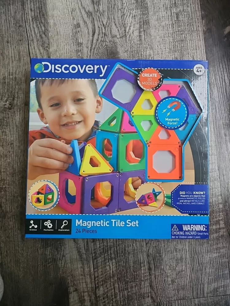 Discovery Kids Magnet Tiles Building Set 24 Piece Fine Motor Skills NEW ...