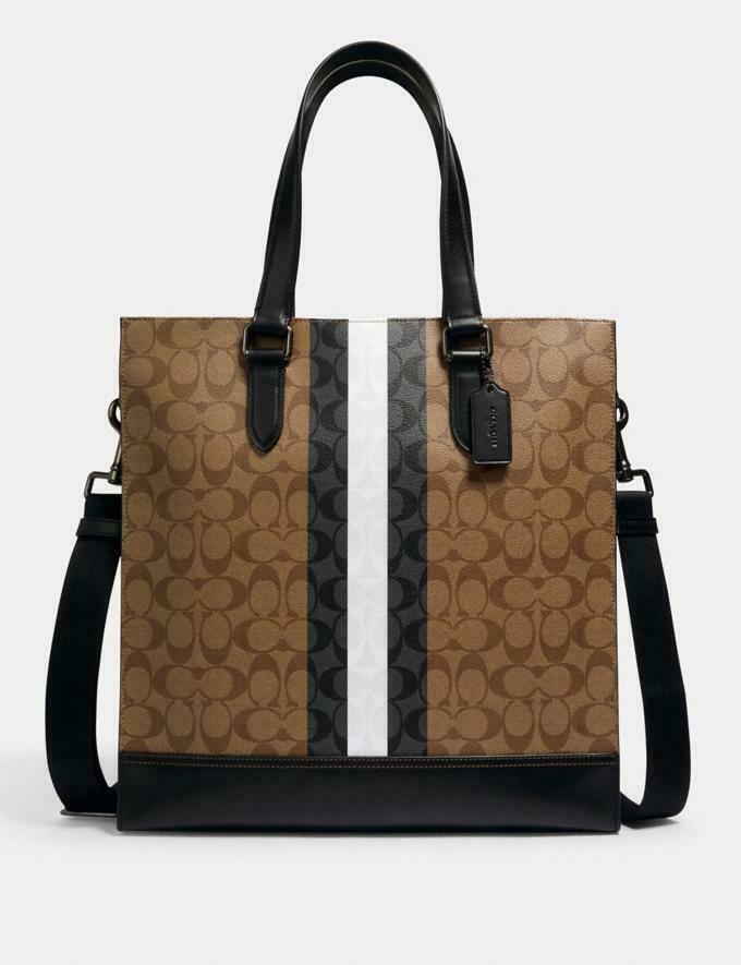 NWT Coach Men Graham Structured Tote In Signature Canvas With Varsity ...