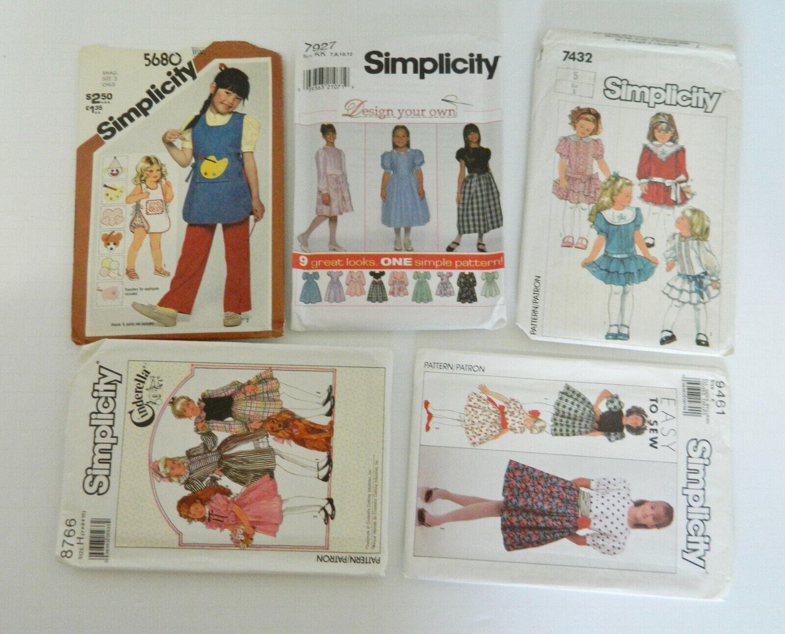 5 Girls Simplicity Patterns Sizes 3 to 14 Cinderella Easy to Sew Design ...