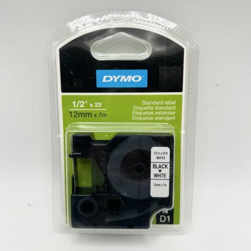 GENUINE Dymo D1 Standard Label 1/2in x 23ft (12mm X 7m), Blue on White ...