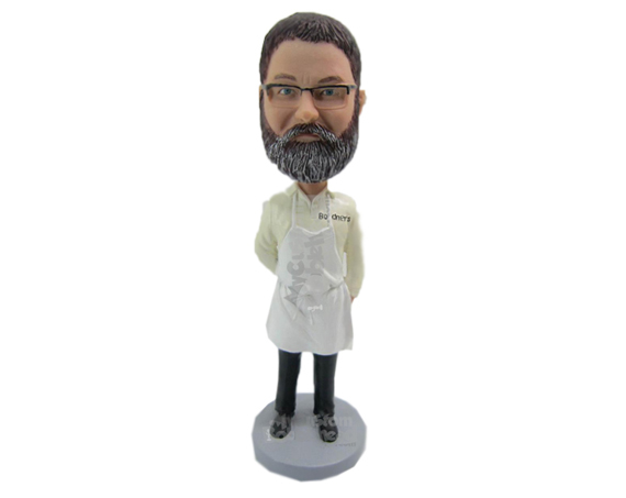 Custom Bobblehead Cook Wearing A Apron Over His Shirt - Careers ...