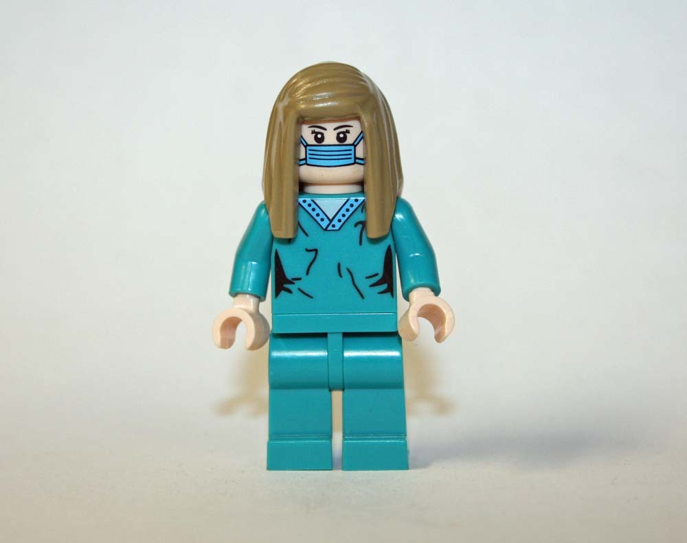YY Minifigure Building Custom Female Nurse long hair with Mask Hospital ...
