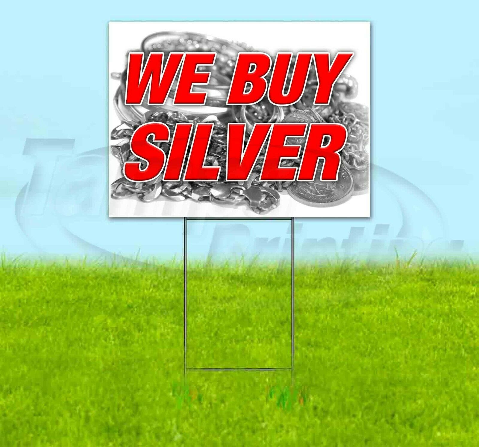 WE BUY SILVER 18x24 Yard Sign Corrugated Plastic Bandit Lawn USA ...