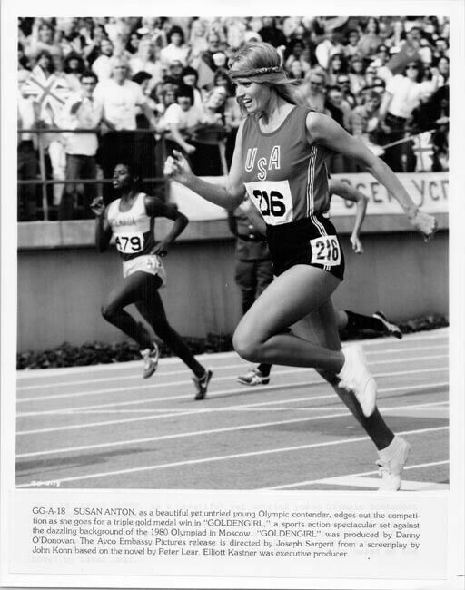 Susan Anthon running on Olympic track 8x10 photo 1979 Goldengirl movie ...