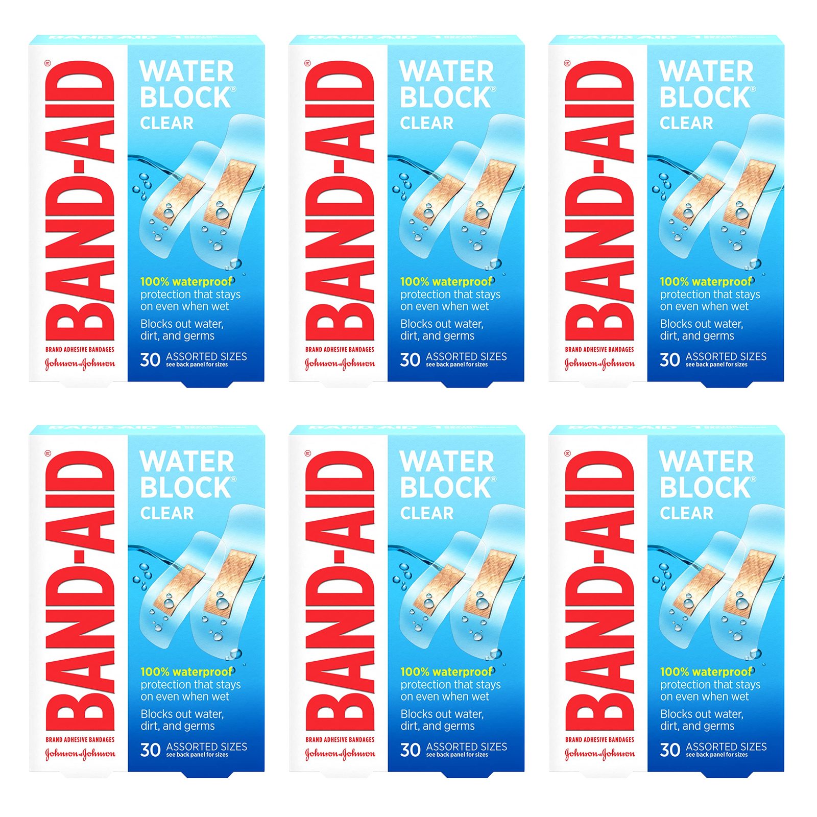 Band-Aid Brand Water Block Clear Waterproof Sterile Adhesive Bandages ...