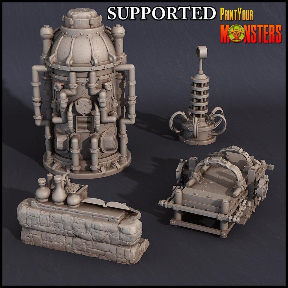 3D Printed Print Your Monsters Horrifying Laboratory Terrain Pack 28mm ...