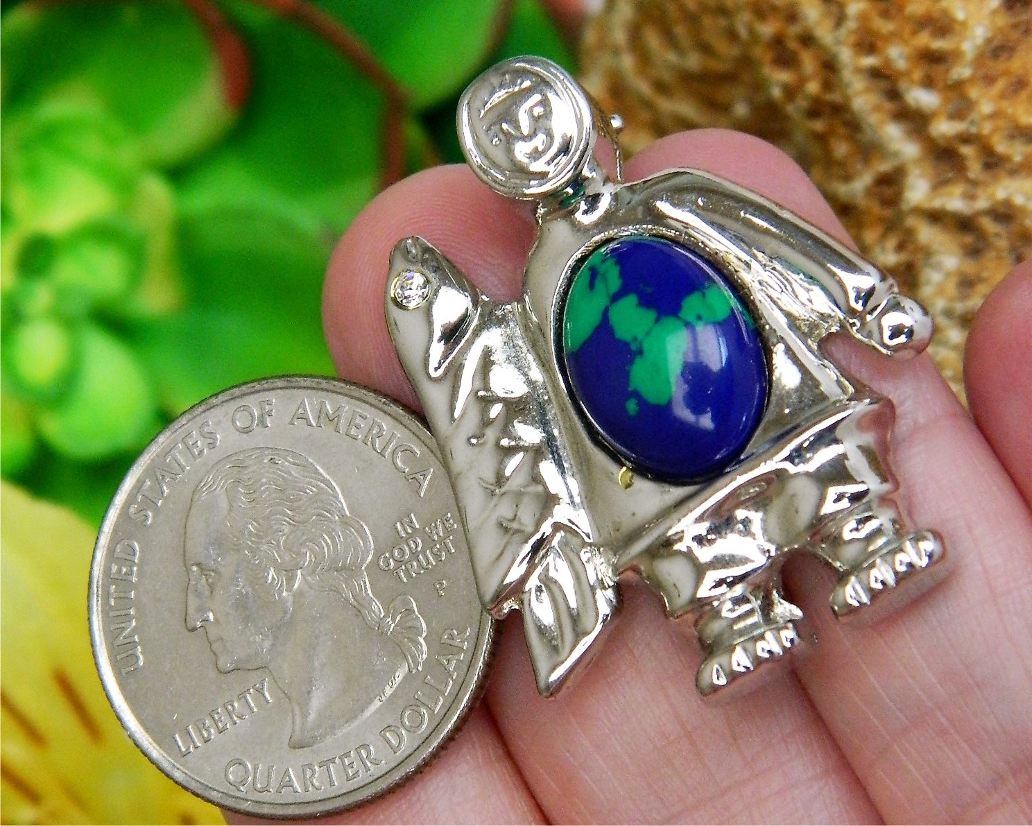 Vintage Eskimo Inuit Fish Jelly Belly Brooch Pin Silver Tone Cabochon ...