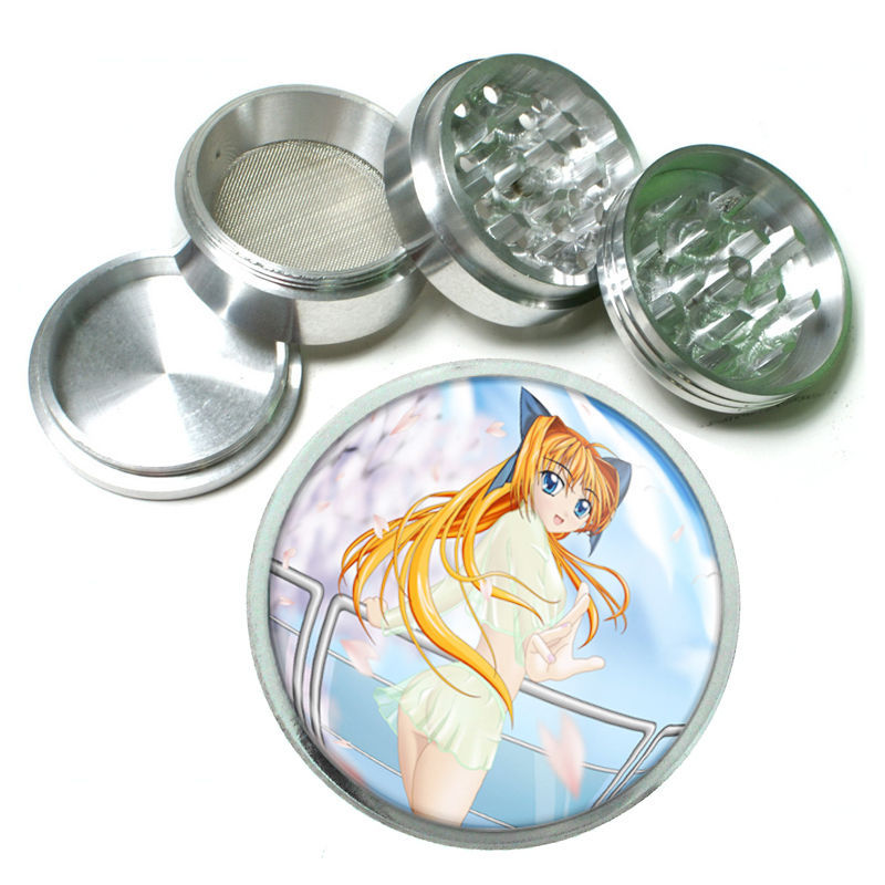 2.5" 4PC Aluminum Sifter Magnetic Grinder Anime Design-007 Manga Girls ...