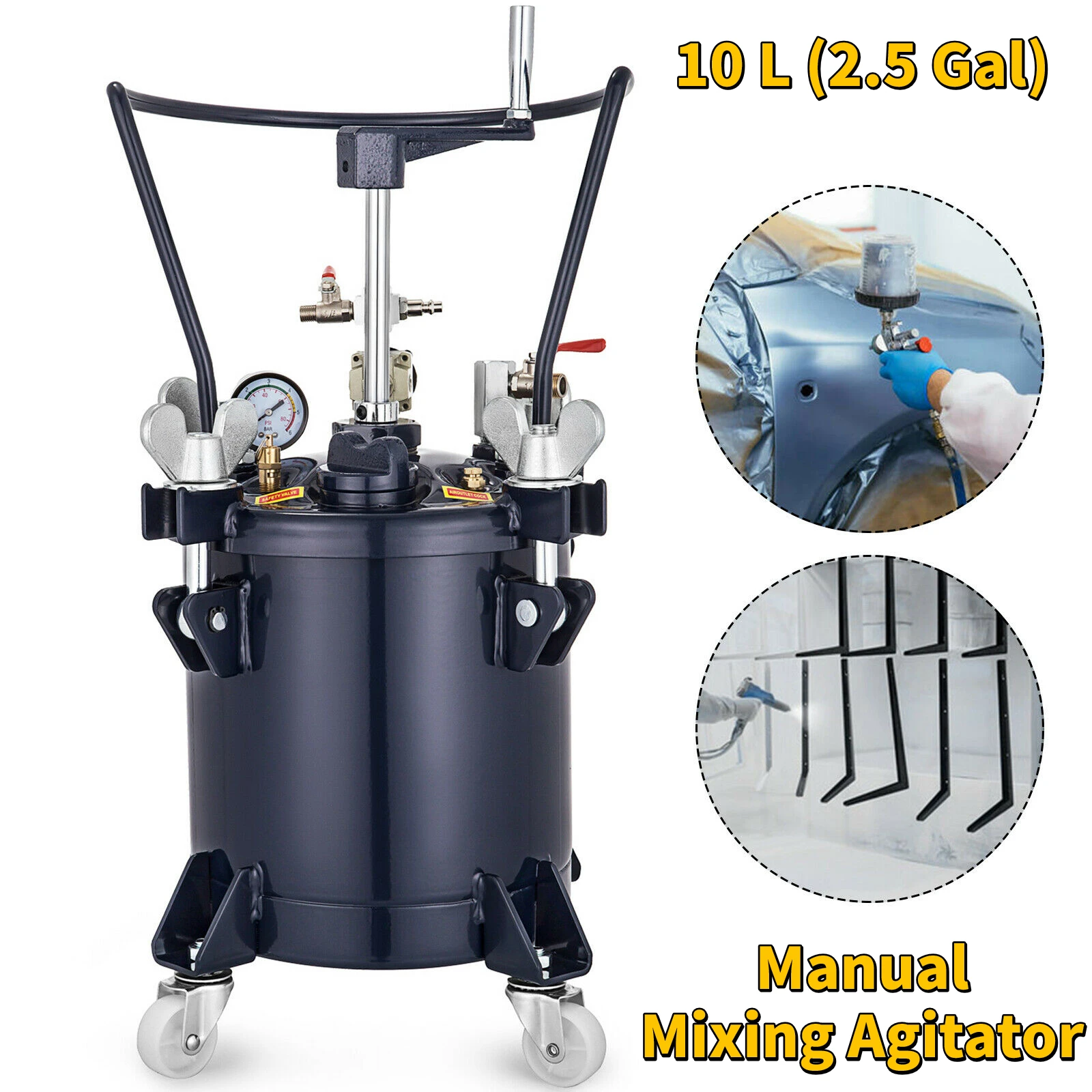 VEVOR 10L 30L Pressure Paint Pot Tank Spray Sprayer Pressure Regulator ...