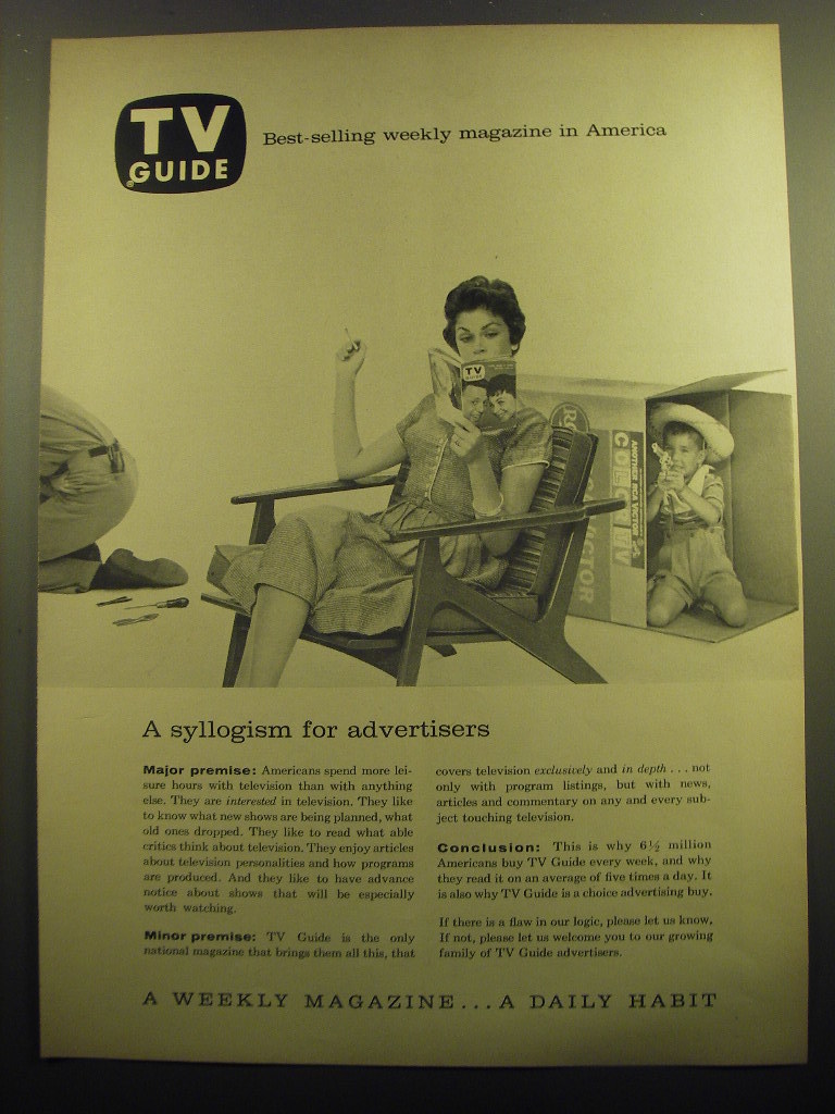 1958 TV Guide Magazine Ad - A syllogism for advertisers - 1980-89