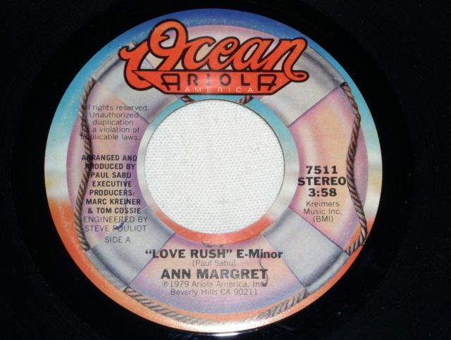 ANN MARGRET LOVE RUSH 45 RPM RECORD VINTAGE 1979 - Vinyl Records