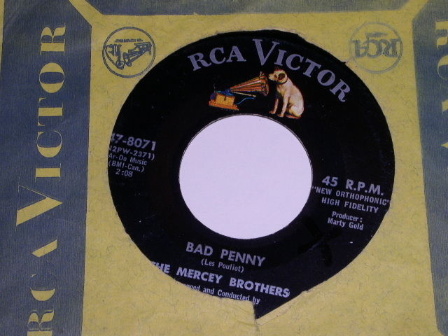 The Mercey Brothers Bad Penny 45 Rpm RCA Label - Vinyl Records