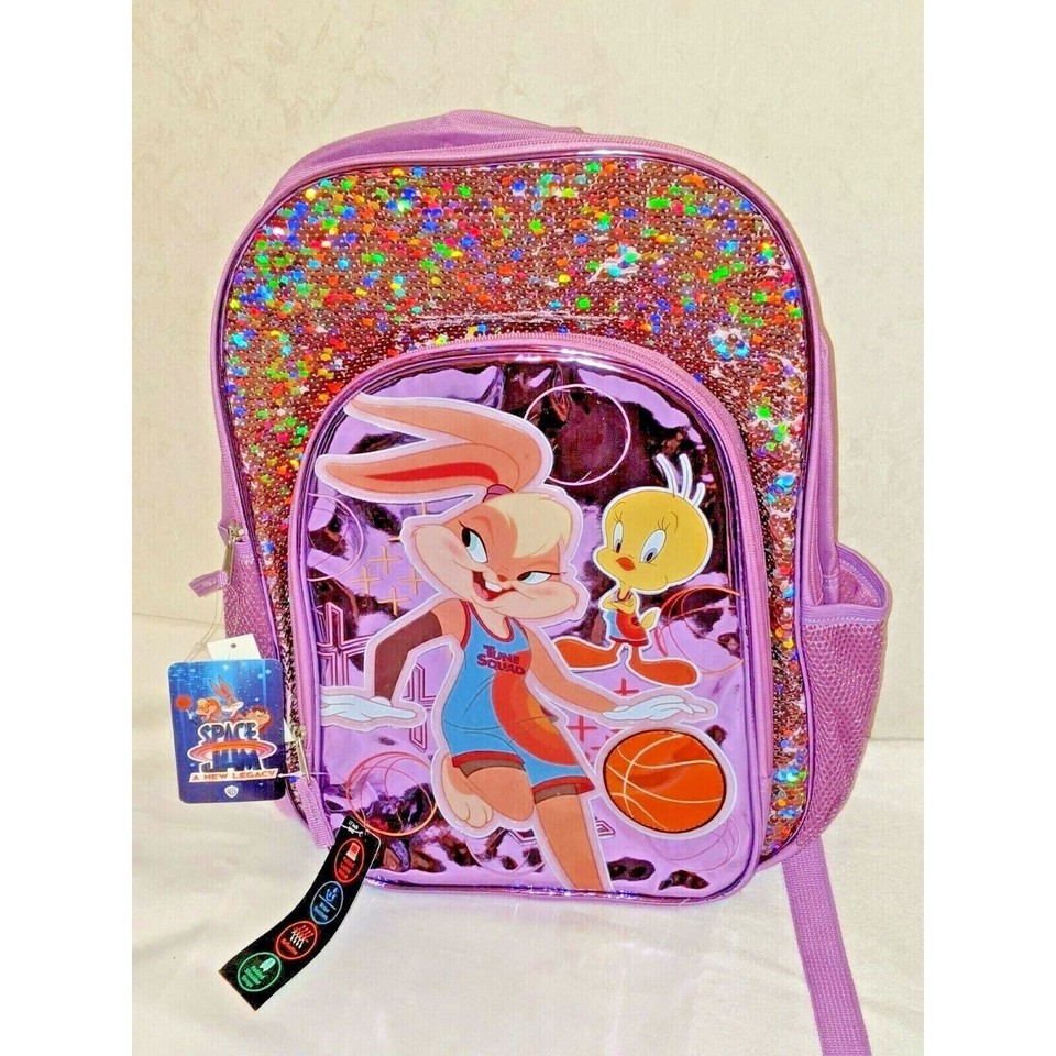 Space Jam A New Legacy Looney Tunes Backpack Lola & Tweety Purple Sequin 17 inch - Backpacks & Bags