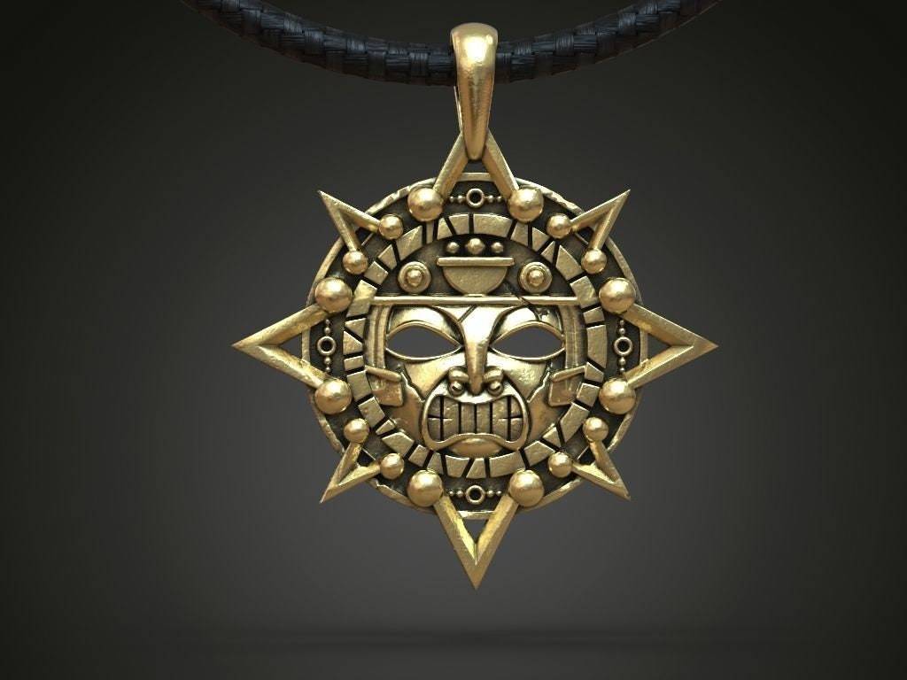 Aztec Necklaces Cursed Coin Aztec Sun Calendar Maya Pendant - Jewelry ...