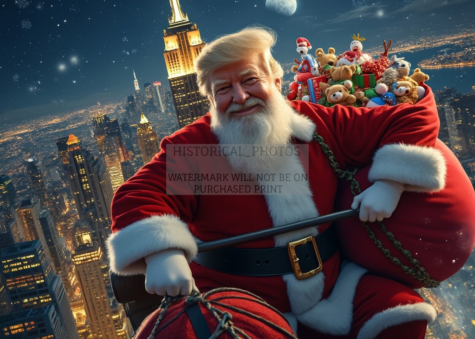 PRESIDENT DONALD TRUMP AS SANTA CLAUS FLYING IN HIS SLEIGH CHRISTMAS ...