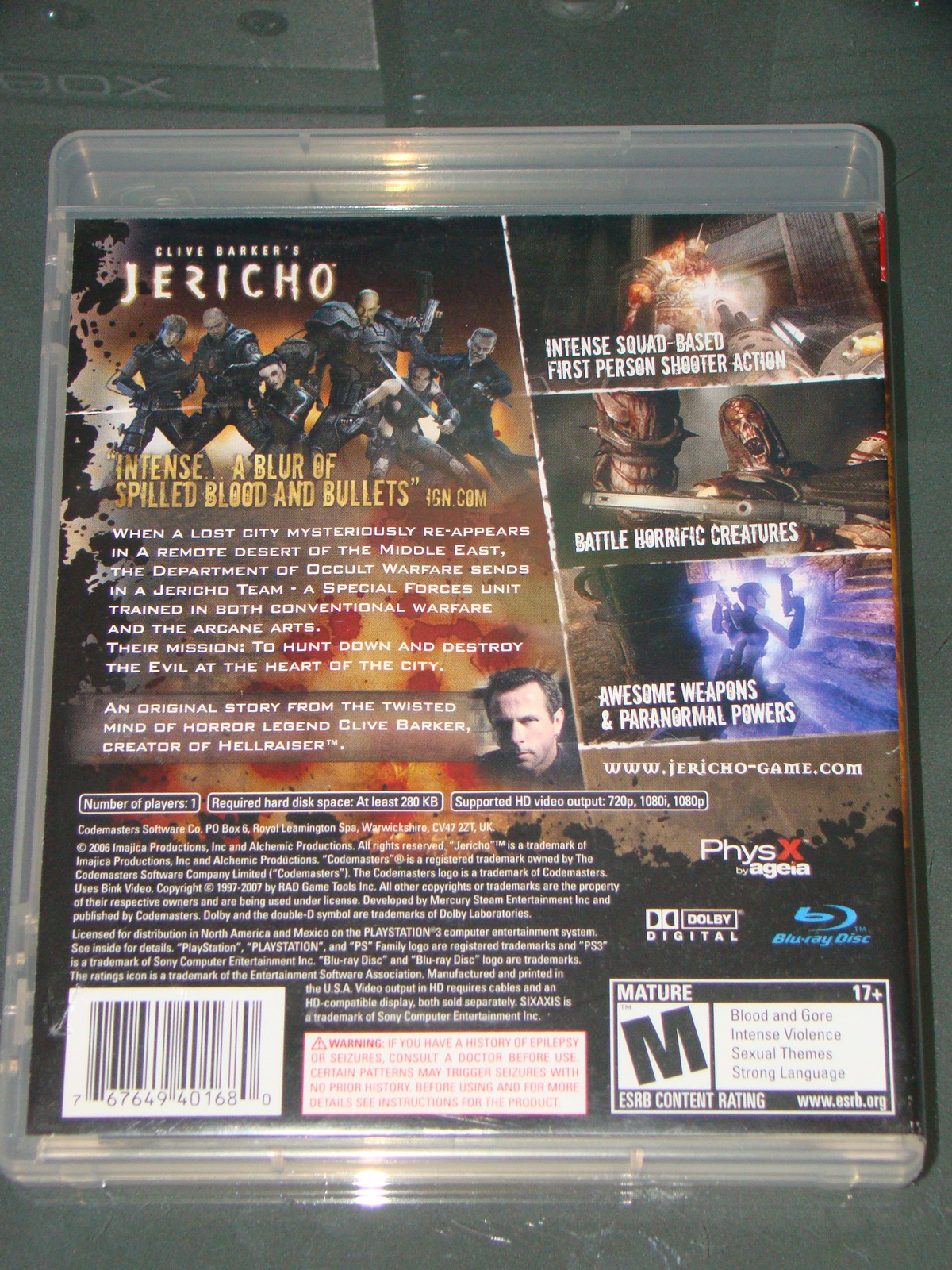 Playstation 3 - CLIVE BARKER'S JERICHO (Complete with Manual) - Video Games