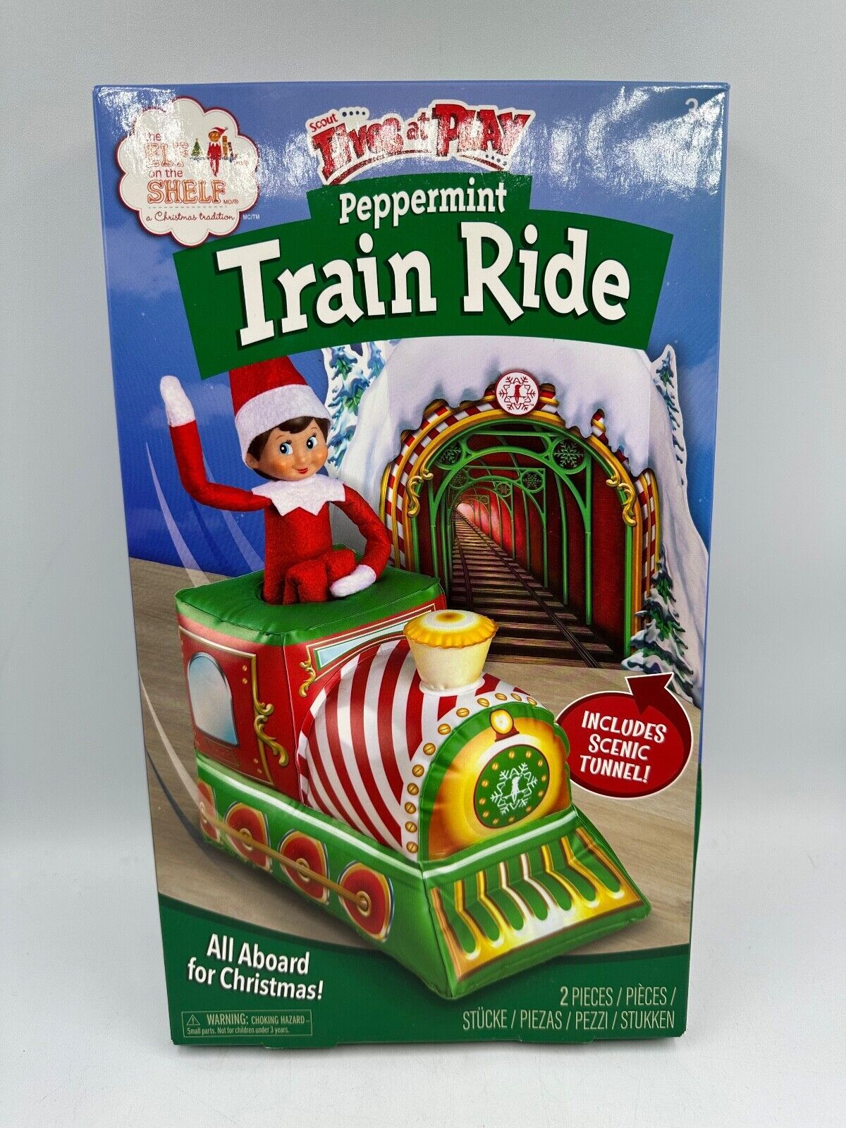 The Elf on the Shelf Elves at Play Peppermint Train Ride Inflatable ...