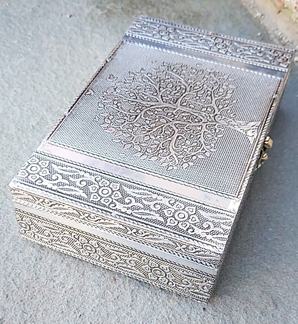 Silver Metal Tree of Life Box - Jewelry Boxes