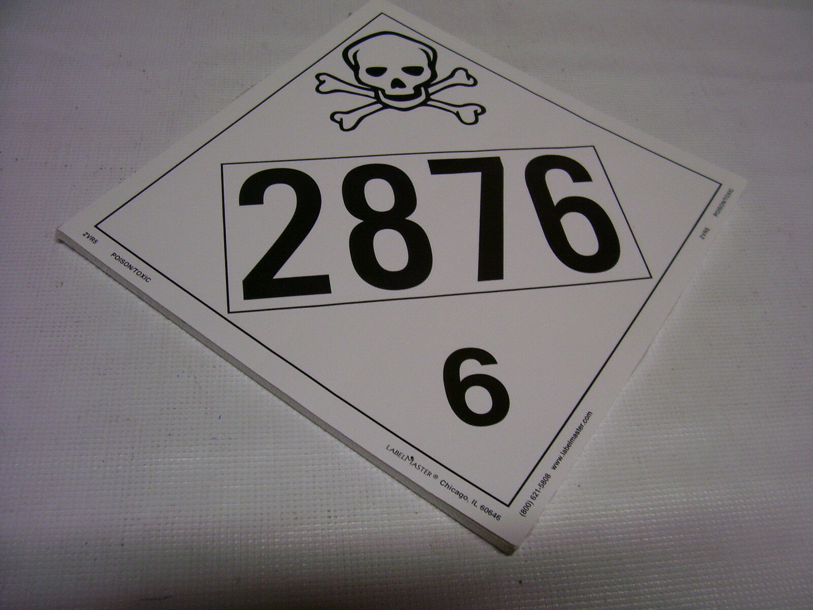 50 LOT Poison/Toxic 2876 6 Sign Placard Self Adhesive Labels 10 3/4 ...
