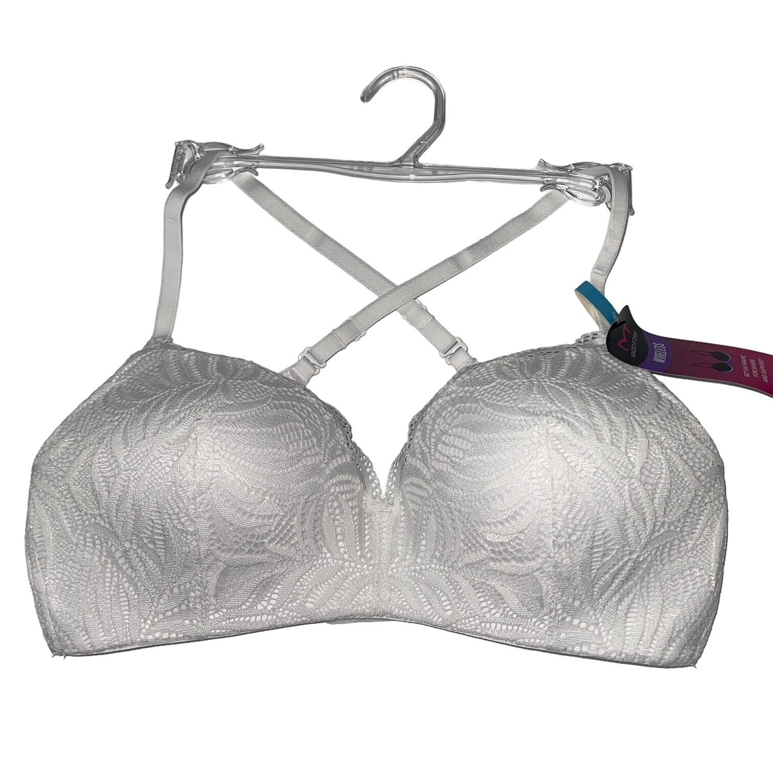 Maidenform Bra Wirefree Lace Overlay Convertible Lift Contour Padded ...