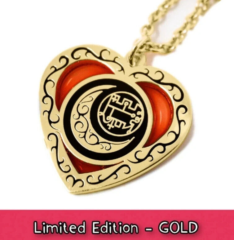 Helluva Boss Stolas Grimoire Seal Heart Necklace Gold Limited Edition ...