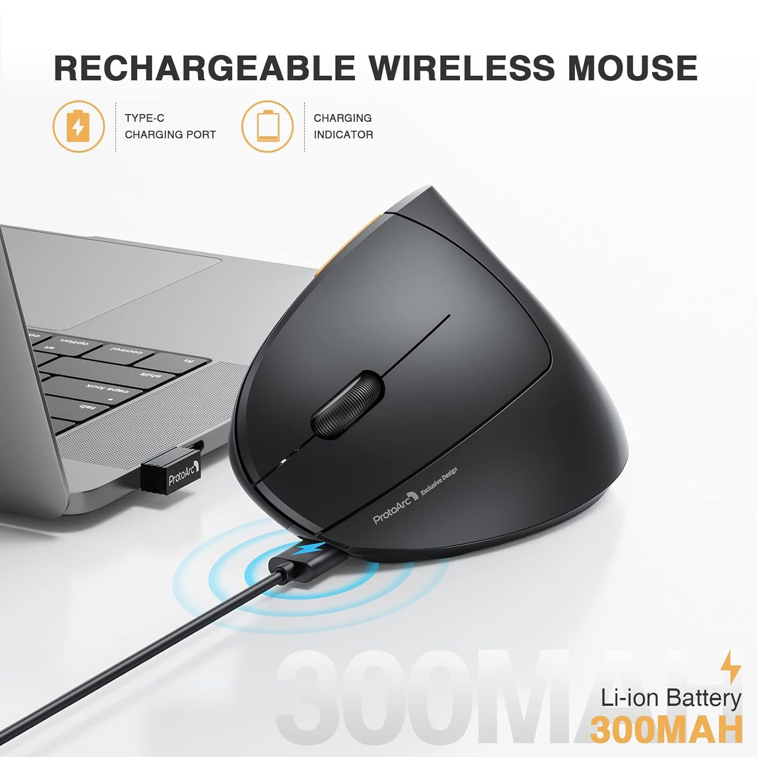 Left Handed Bluetooth Mouse, Wireless Ergonomic Vertical Mouse ...
