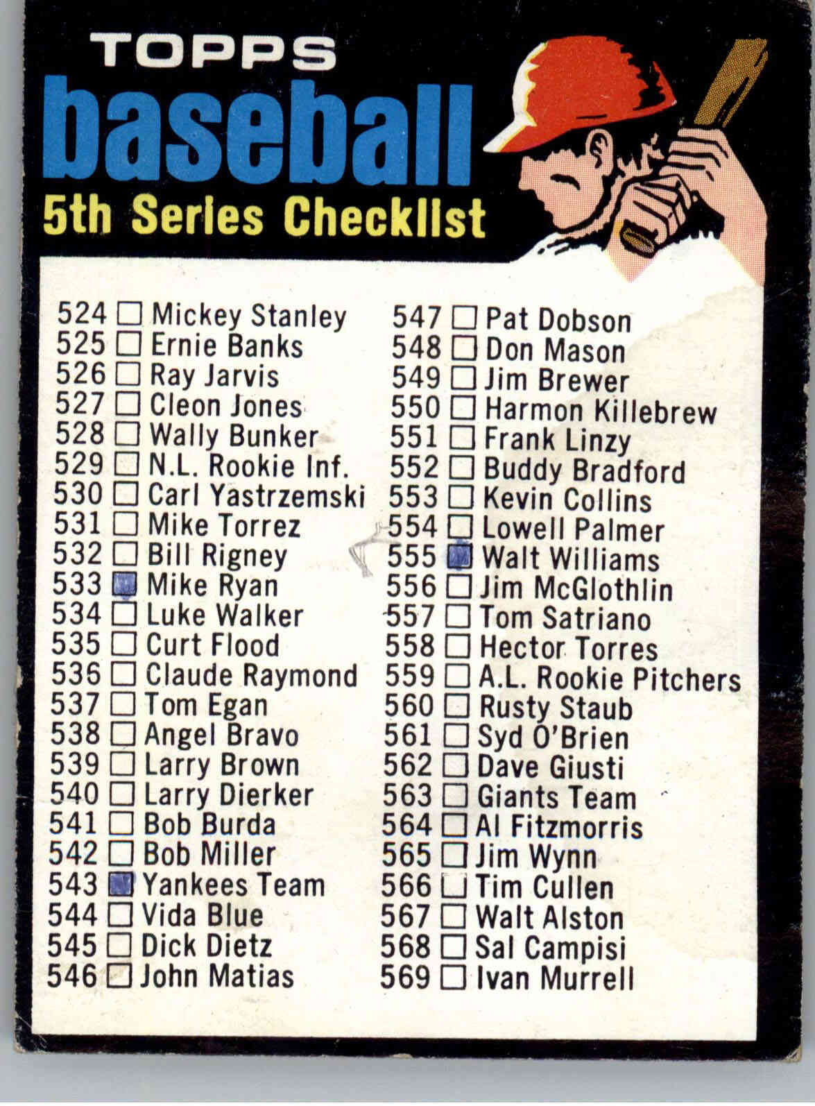 1971 Topps 499 Checklist 524-643 Checklist PR - Trading Card Singles