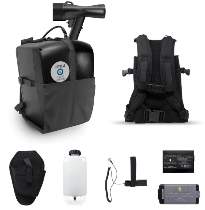 Emist Cordless Backpack sprayer (EM360 Electrostatic Disinfectant Sprayer) (New) - Specialty ...