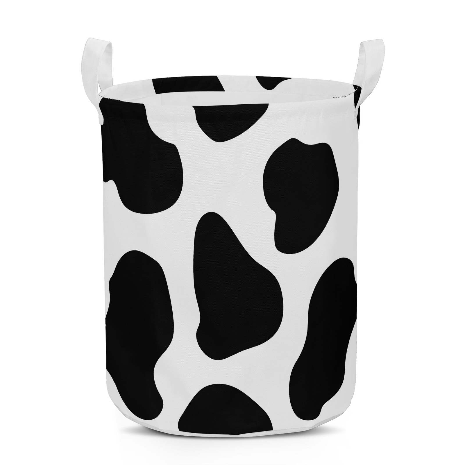 Round Laundry Basket Cow print black and white - Bathroom Baskets & Storage