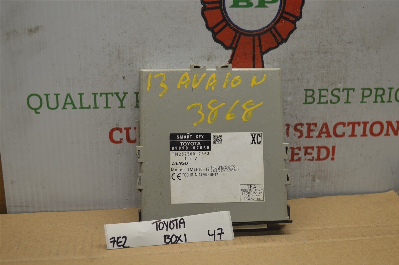 2013-14 Toyota Avalon Smart Key Control Unit 8999007050 Module 47-7E2 ...