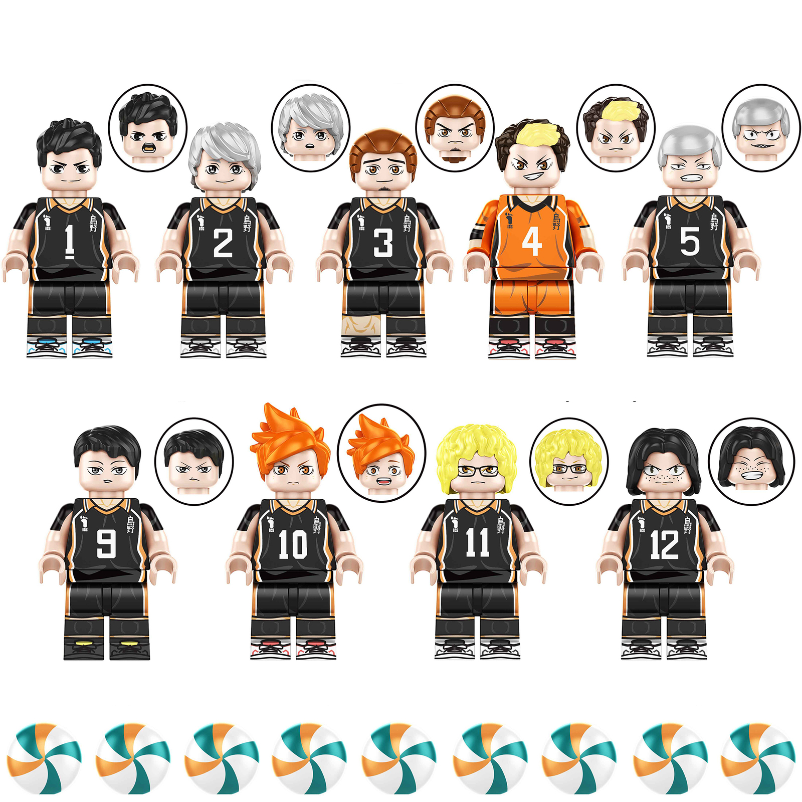 9Pcs Haikyuu Minifigures Daichi Sawamura Sugawara Koushi Shoyo Hinata ...