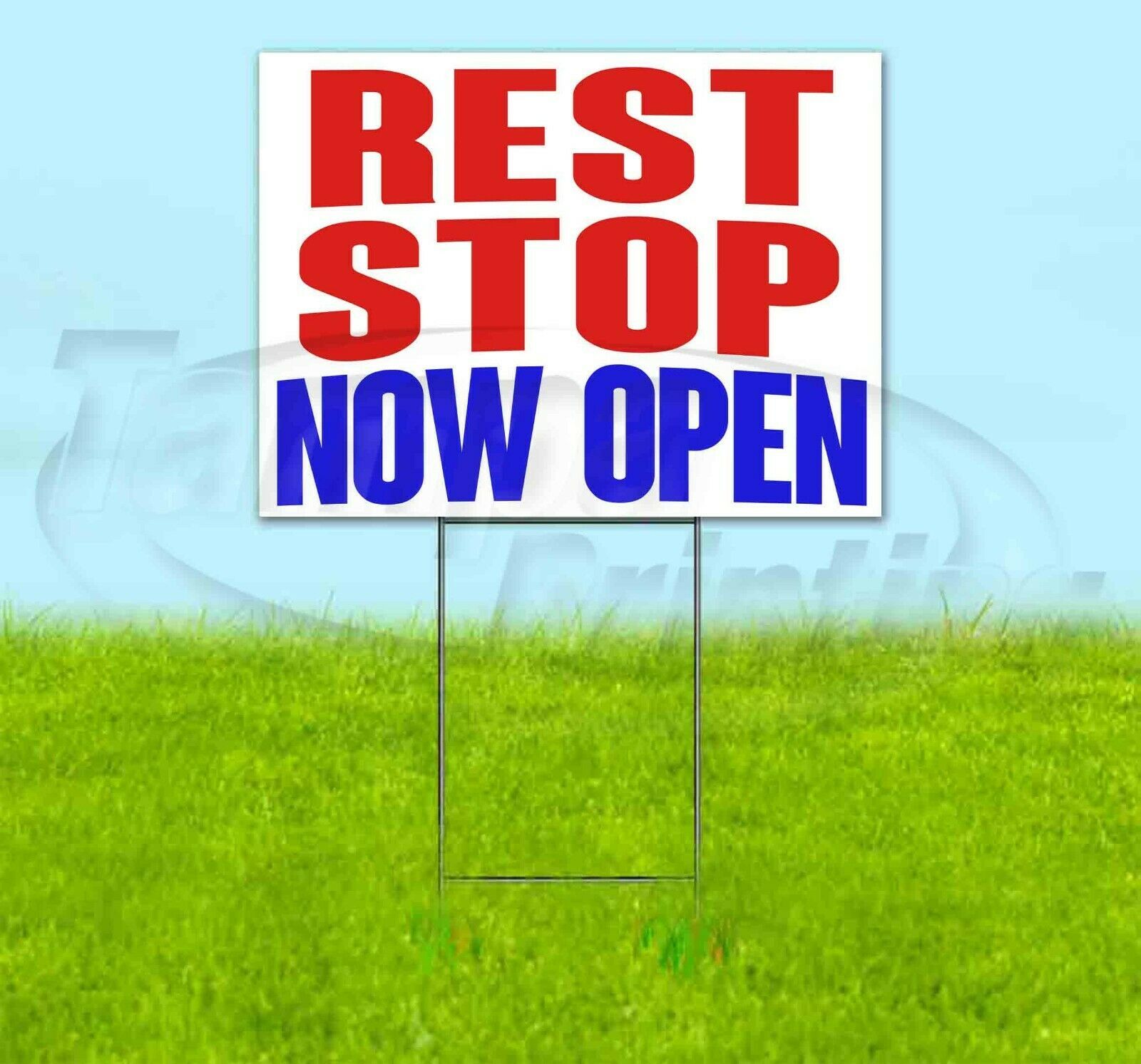 REST STOP NOW OPEN Yard Sign Corrugated Plastic Bandit Lawn Decorations ...